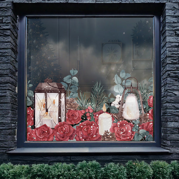 Winter Roses Lantern Window Border Decal – Dizzy Duck Designs