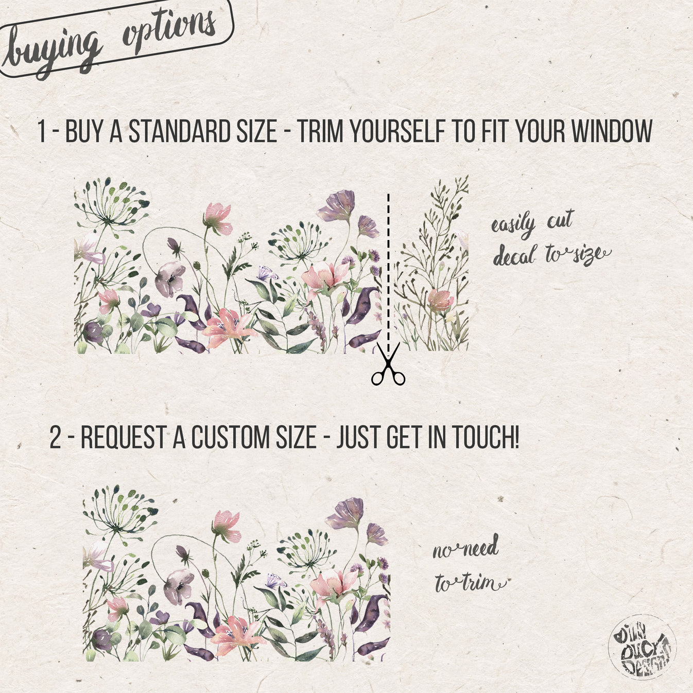 Summer Flowers Shop Window Decal Border (Bottom) – Dizzy Duck Designs