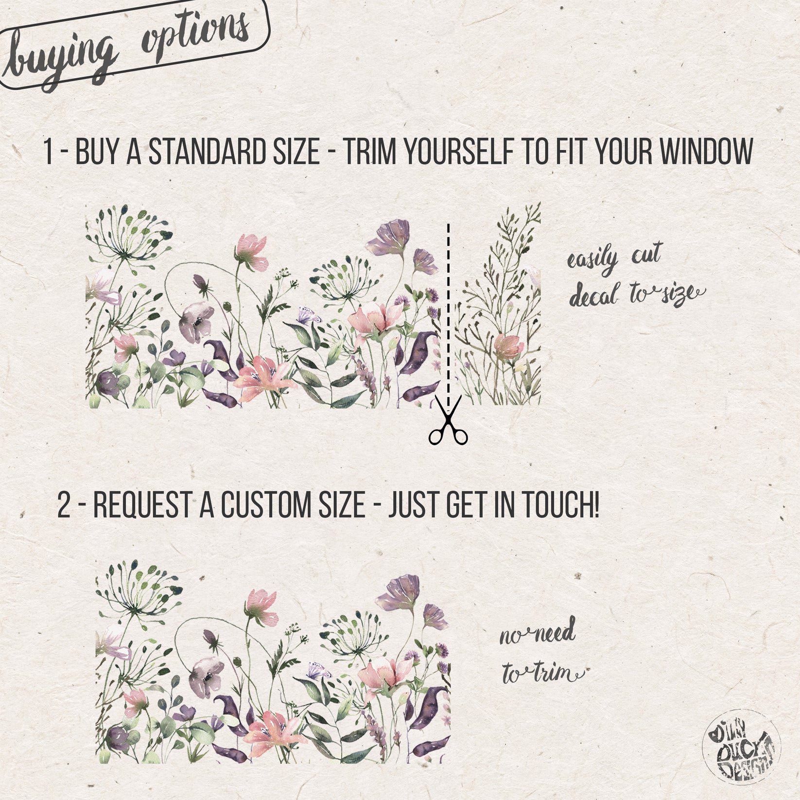 Summer Flowers Shop Window Decal Border (Bottom) – Dizzy Duck Designs
