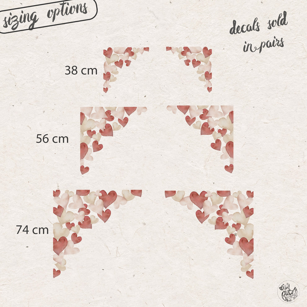 Valentines Hearts Window Decal Corner - Red – Dizzy Duck Designs