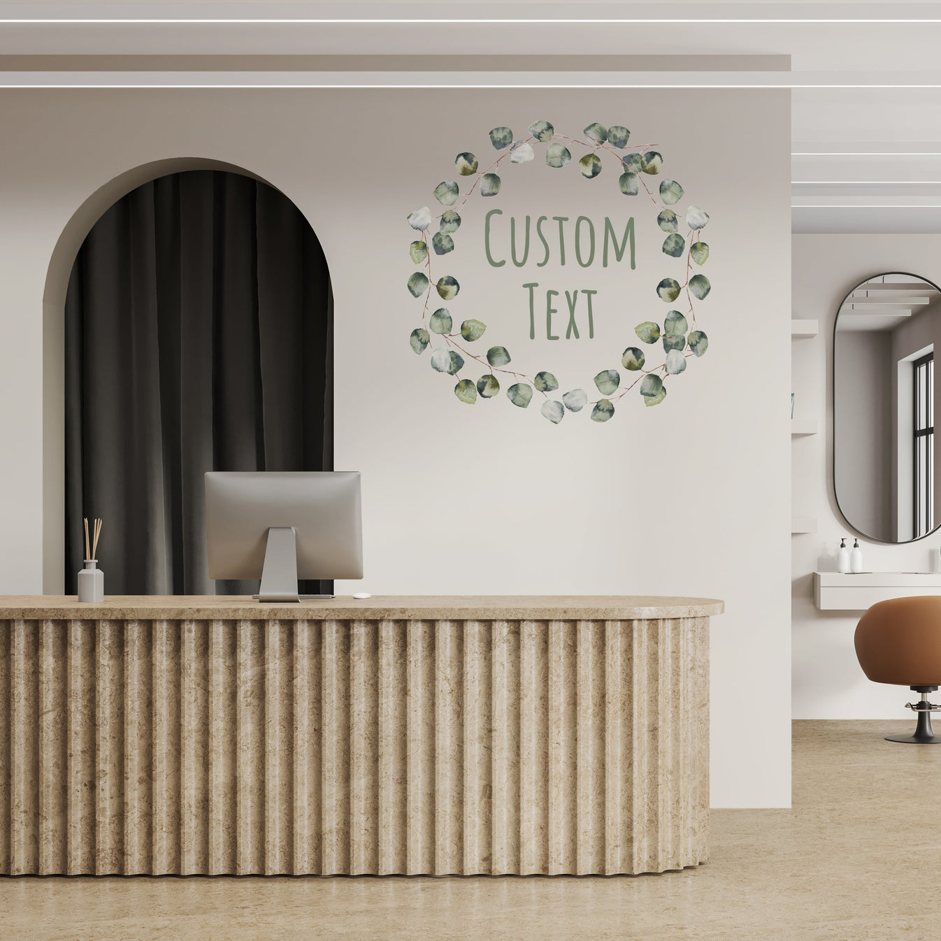 Custom Text Eucalyptus Wreath Wall Decal – Dizzy Duck Designs