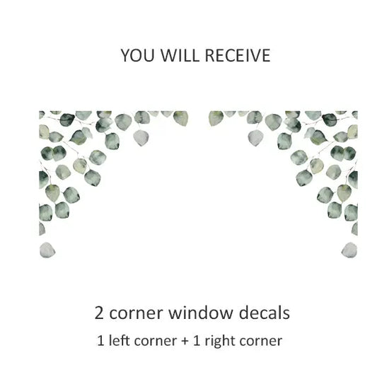 2x Eucalyptus Corner Window Decals – Dizzy Duck Designs