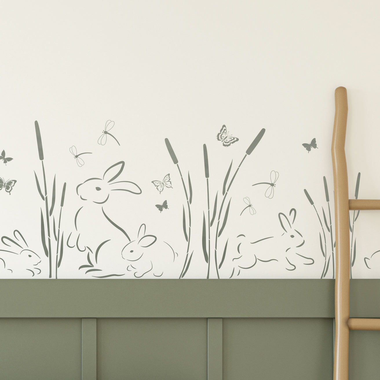 Bunny Rabbit Meadow Border Wall Stencil – Dizzy Duck Designs
