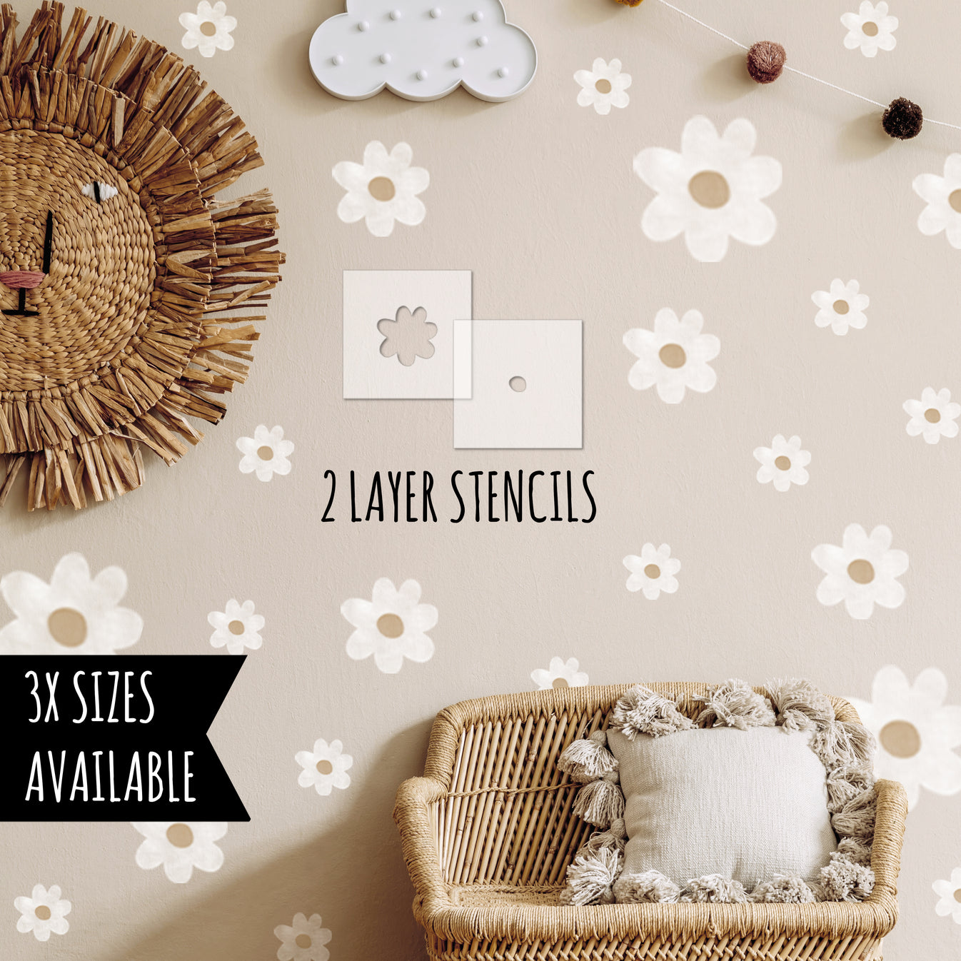 Small Daisy Wall Stencils – Dizzy Duck Designs
