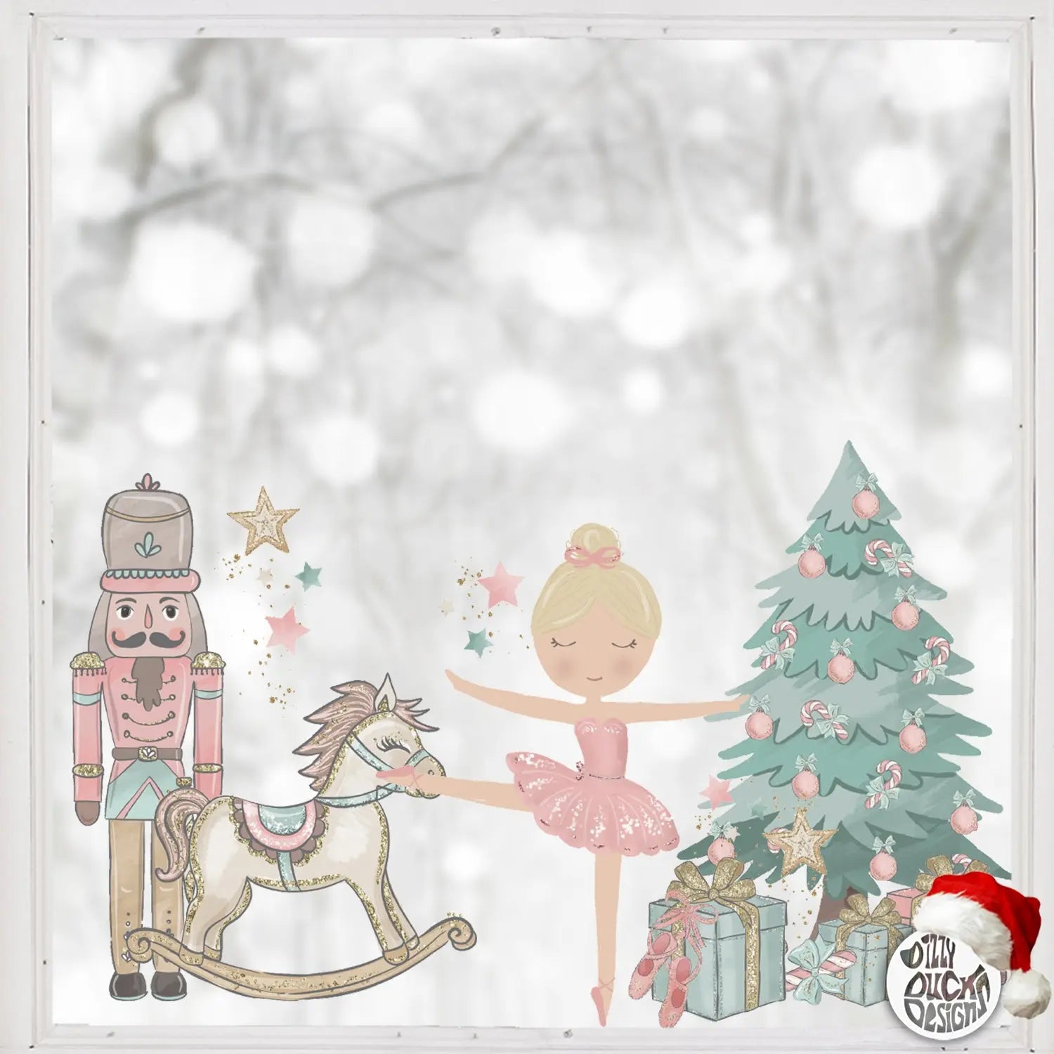 Pink Nutcracker Christmas Window Decal Set – Dizzy Duck Designs