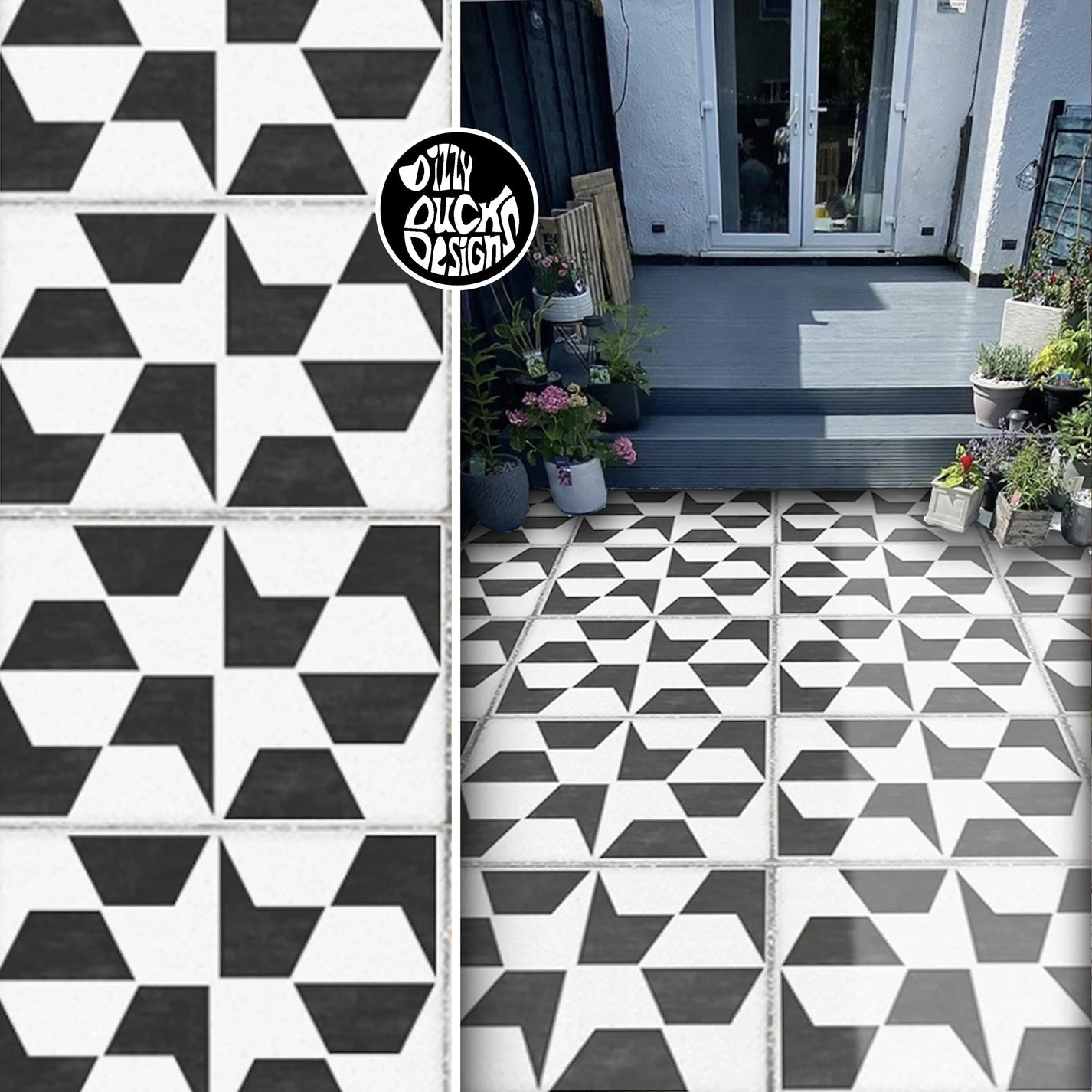 Safi Patio Stencil - Rectangle Slabs – Dizzy Duck Designs