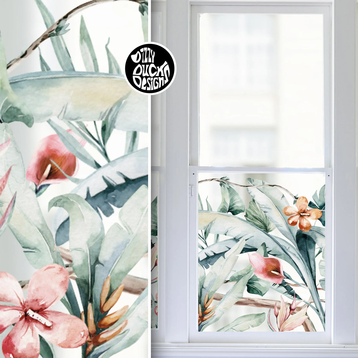 Tropical Leaves Border Window Decal – Dizzy Duck Designs