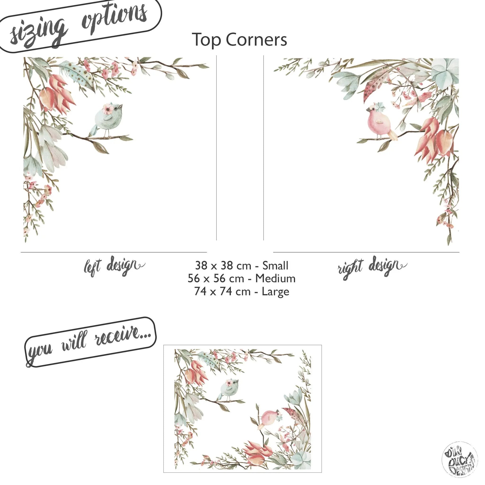 2x Pastel Spring Flower Corner Window Decals – Dizzy Duck Designs