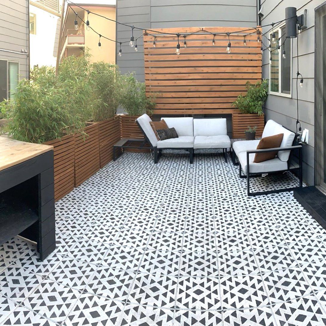 Aztec Patio Stencil - Square Slabs – Dizzy Duck Designs