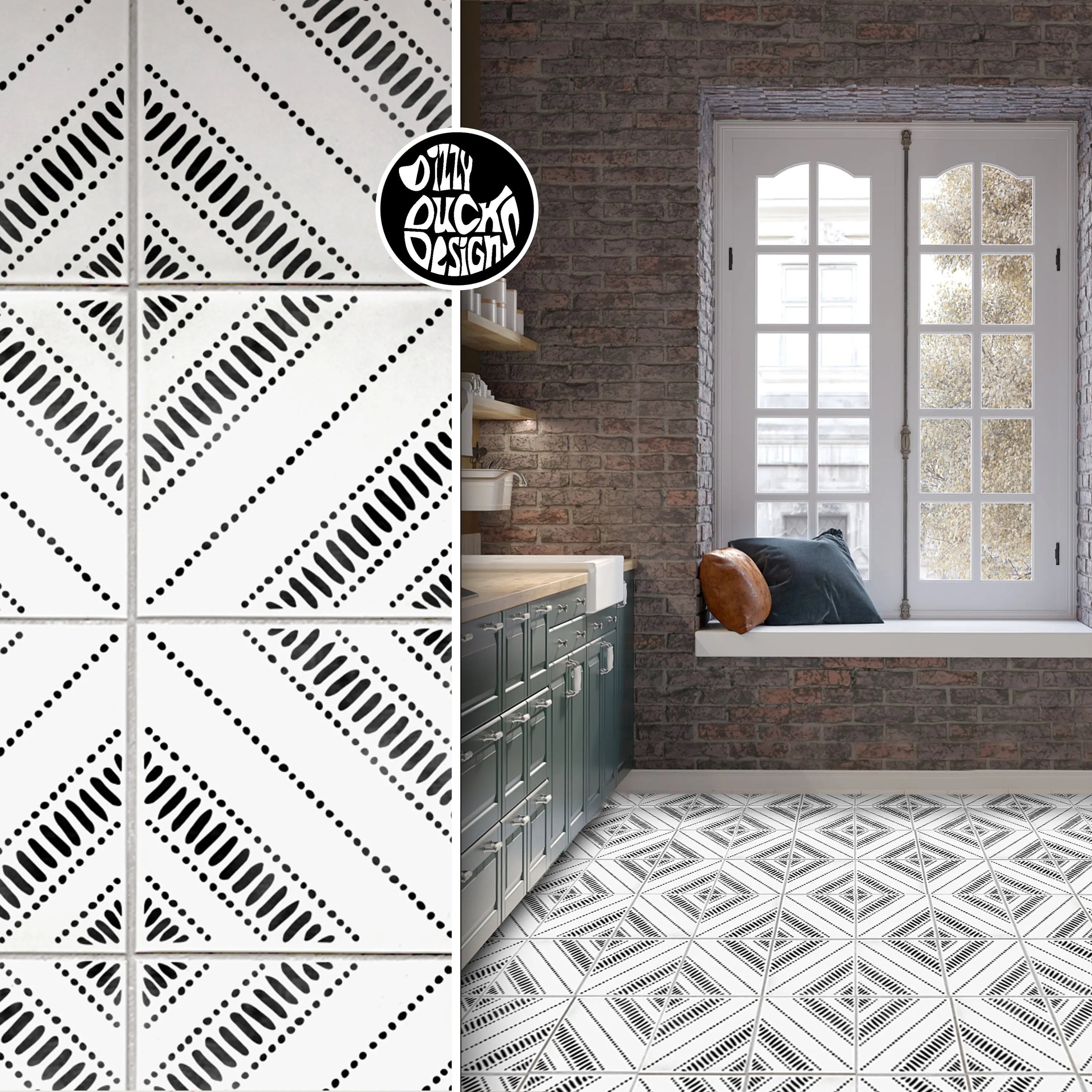 Bisira Tile Stencil – Dizzy Duck Designs