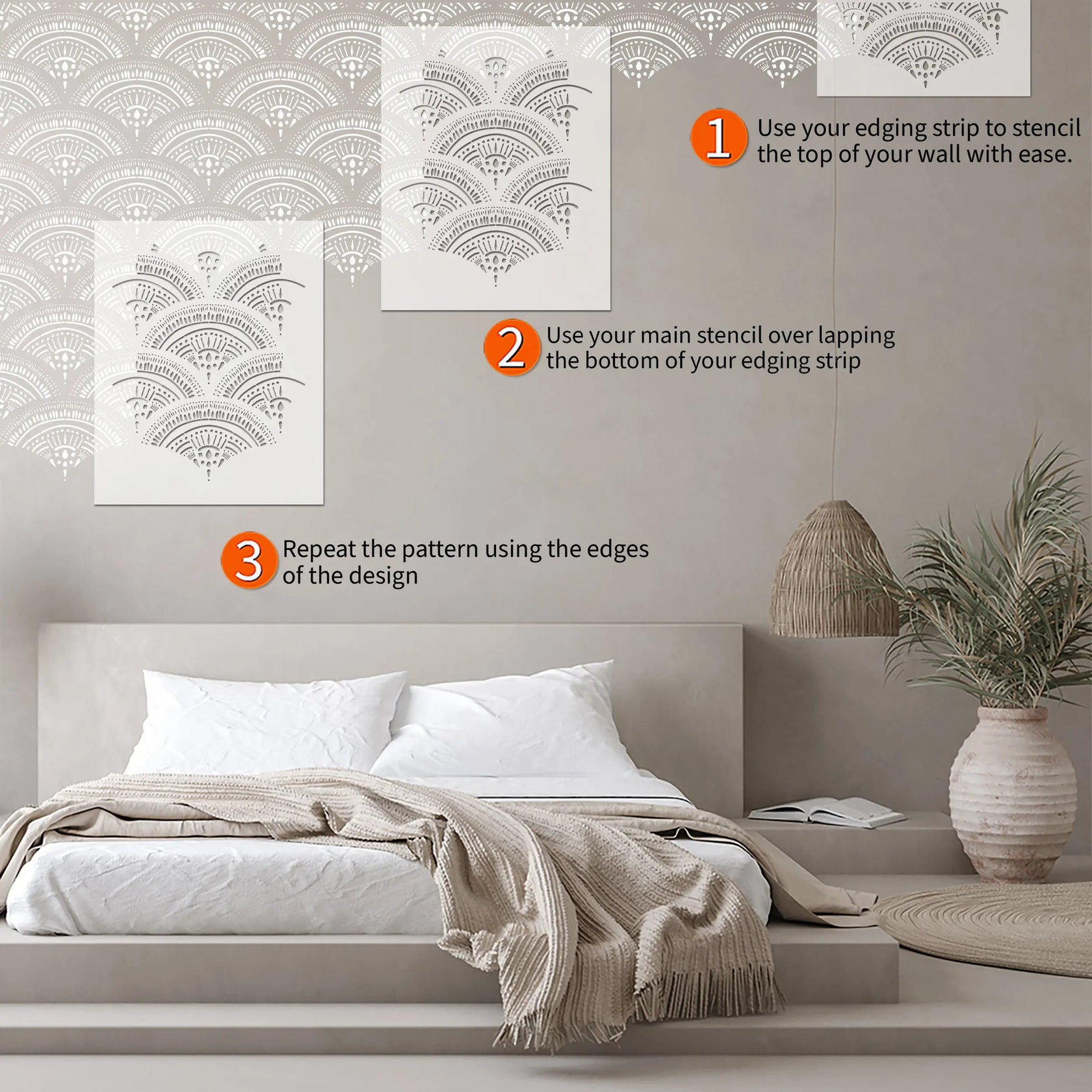 MASAYA Boho Fan Wall Stencil – Dizzy Duck Designs