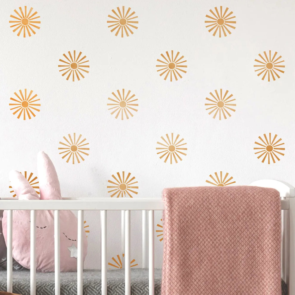 Boho Sun Rays Full Sun Wall Stencil – Dizzy Duck Designs
