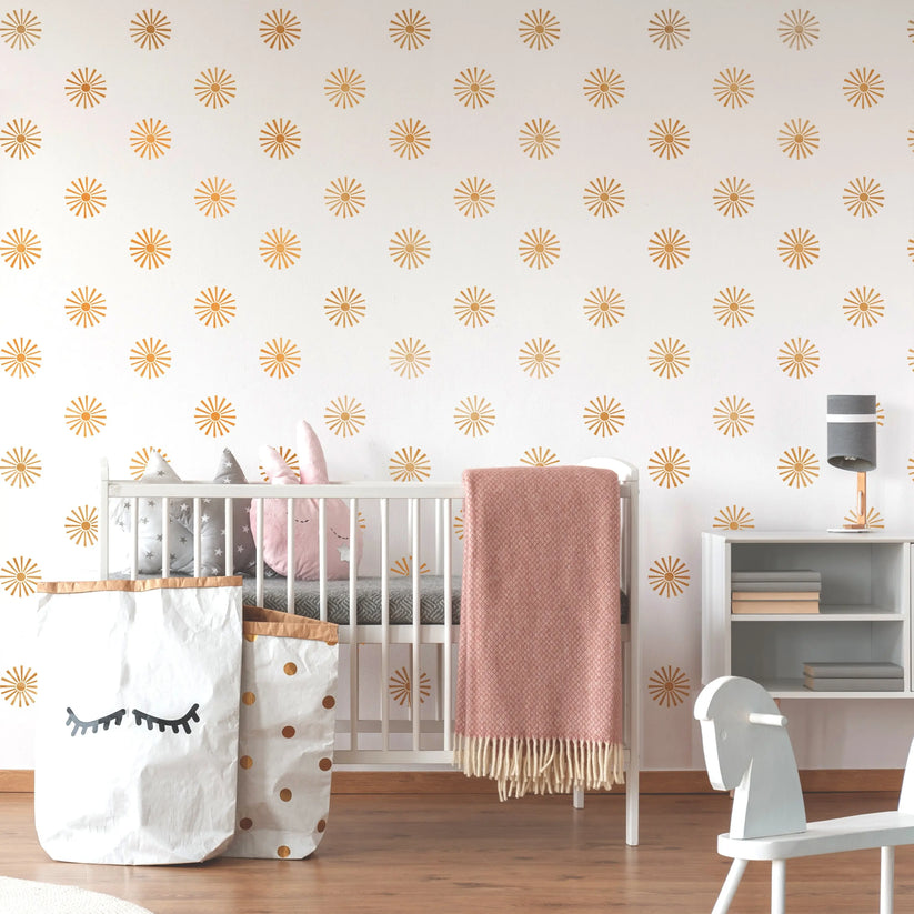 Boho Sun Rays Full Sun Wall Stencil – Dizzy Duck Designs