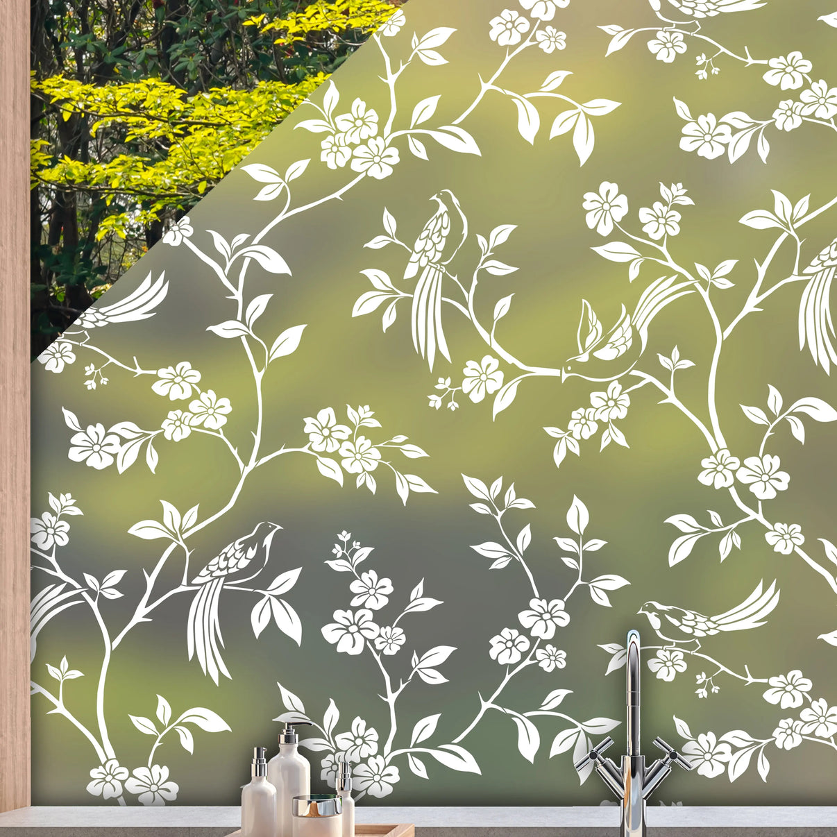 Chinoiserie Frosted Window Privacy Panel – Dizzy Duck Designs