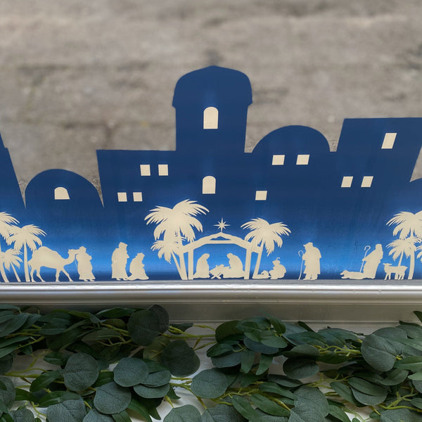 Christmas Nativity Village Window Decal - Blue – Dizzy Duck Designs
