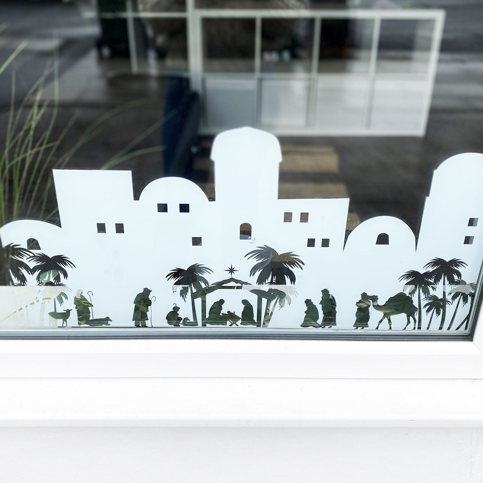 Christmas Nativity Village Window Decal - White – Dizzy Duck Designs
