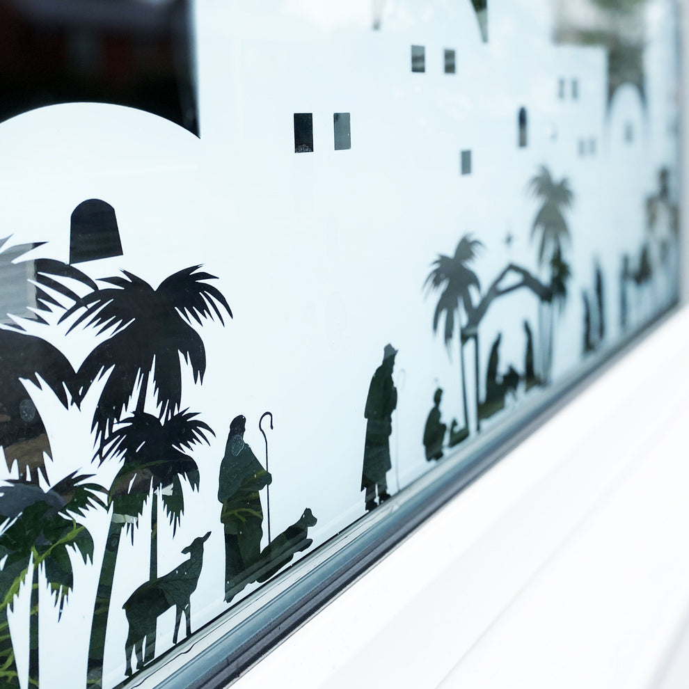 Christmas Nativity Village Window Decal - White – Dizzy Duck Designs