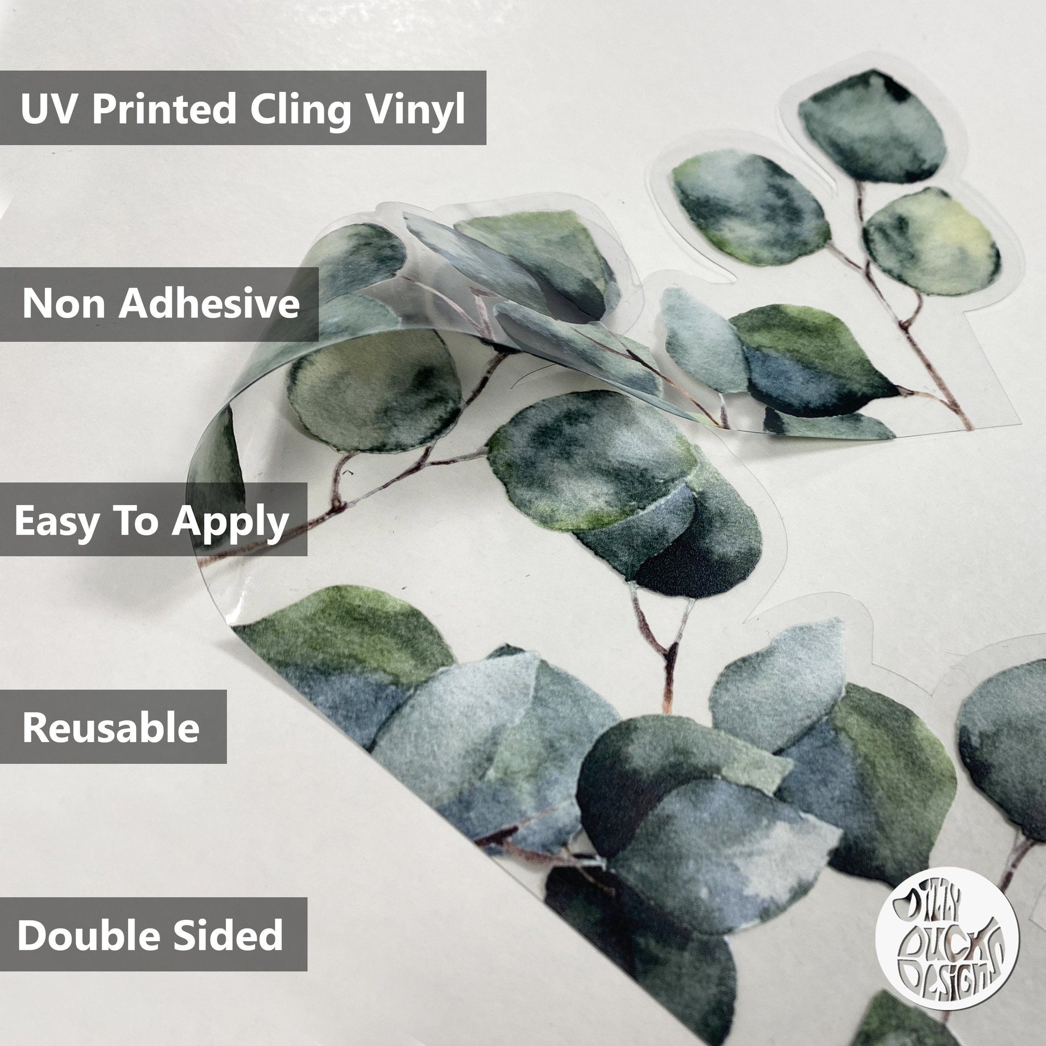 2x Eucalyptus Corner Window Decals – Dizzy Duck Designs