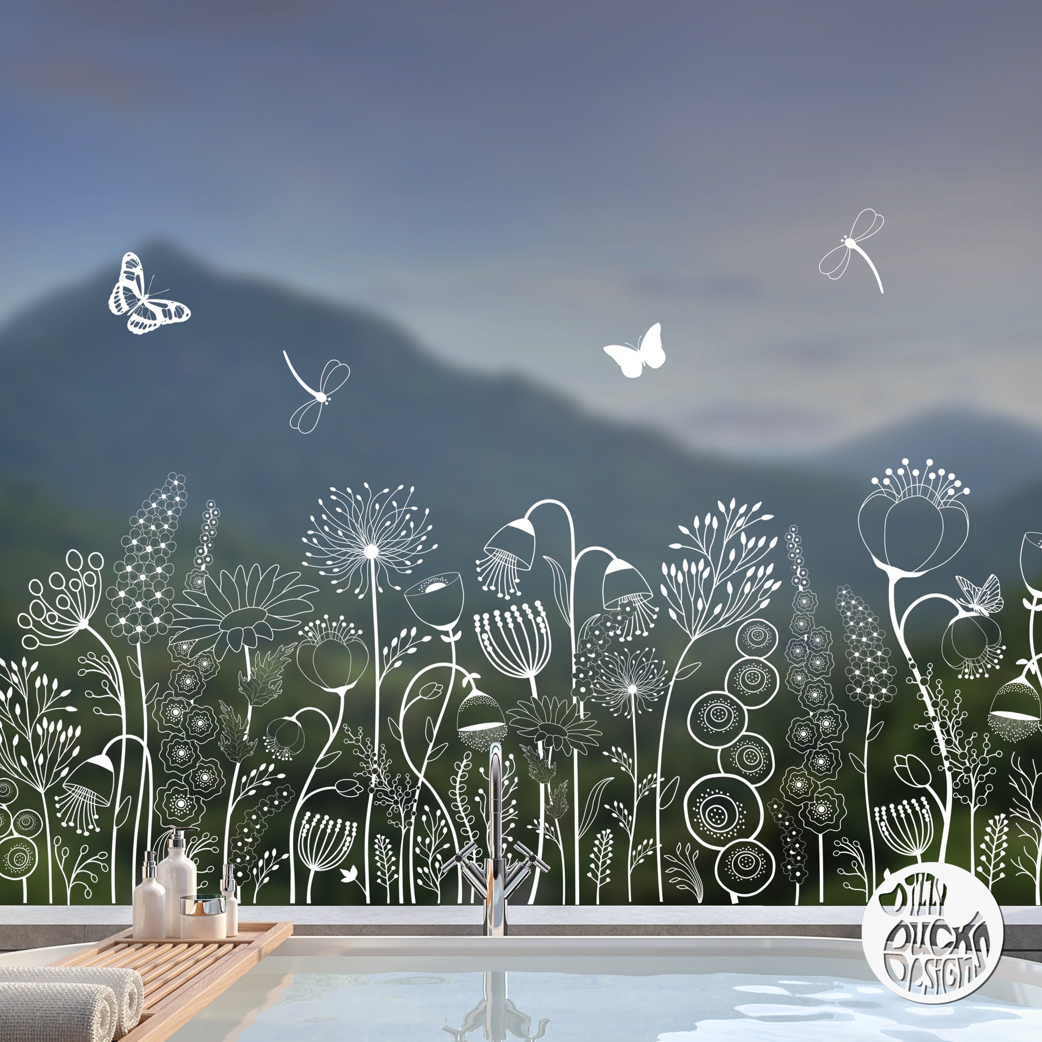 Flowers Border Window Decal – Dizzy Duck Designs