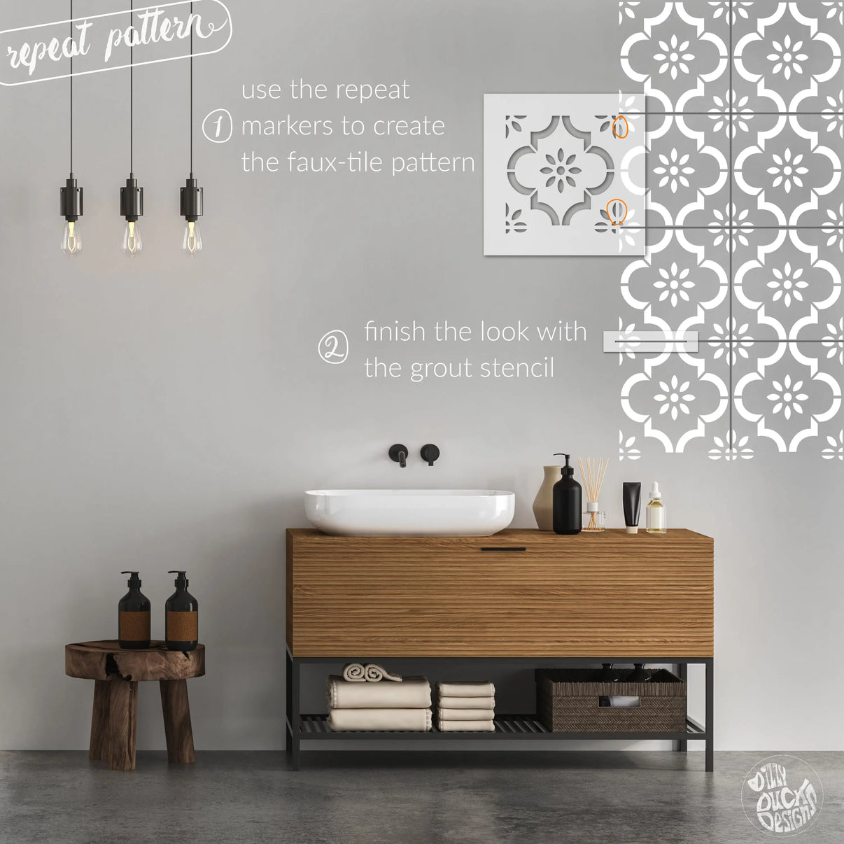 JANNAH Faux-Tile Stencil – Dizzy Duck Designs