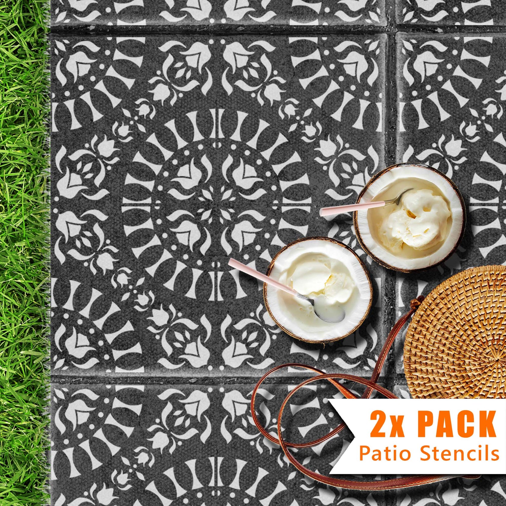Laya Patio Stencil - Square Slabs – Dizzy Duck Designs