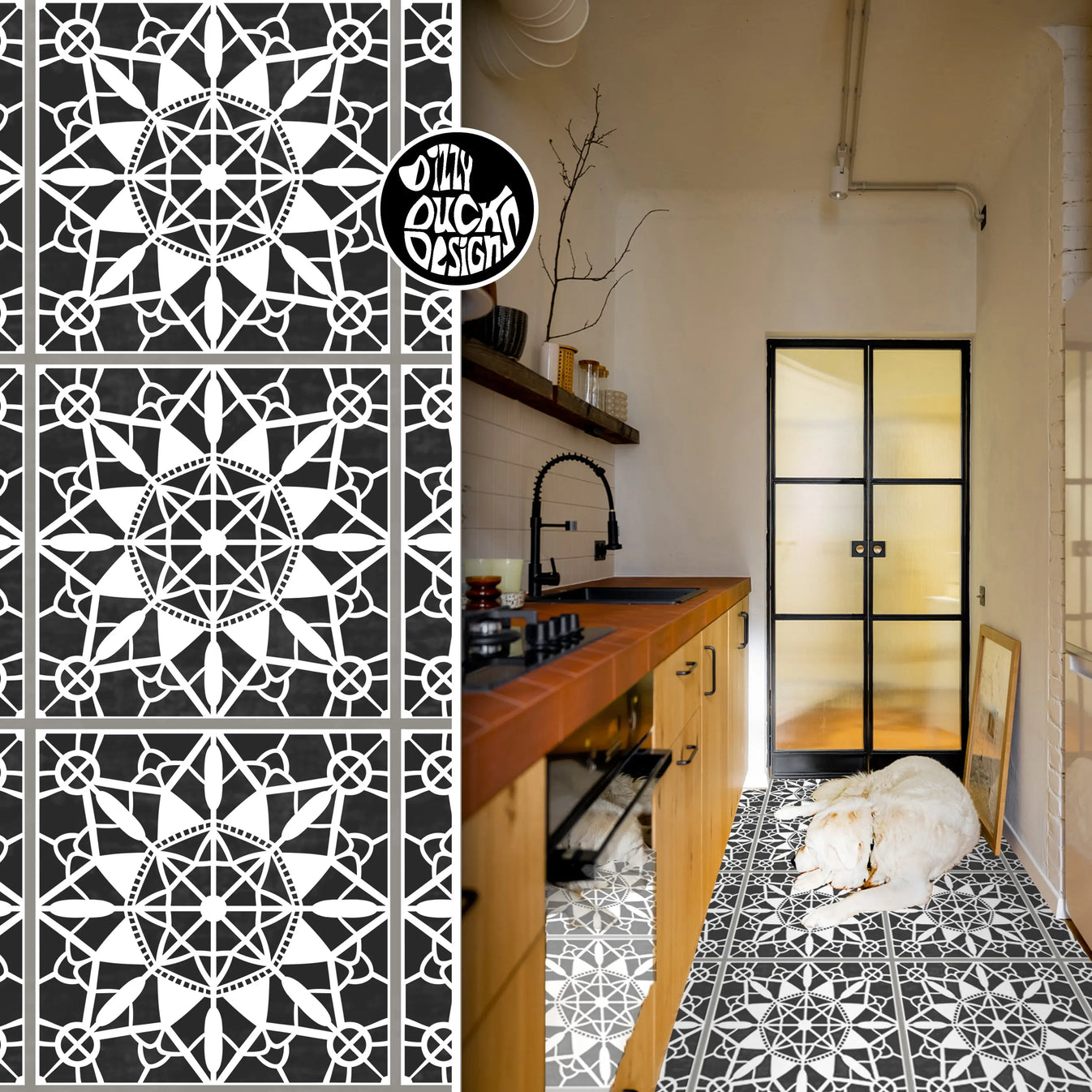 Macrame Faux-Tile Stencil – Dizzy Duck Designs