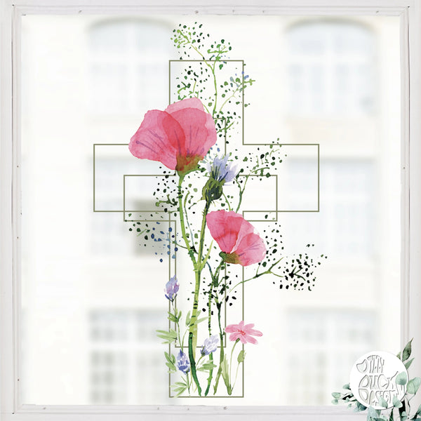 Meadow Flowers Easter Cross Window Decal – Dizzy Duck Designs