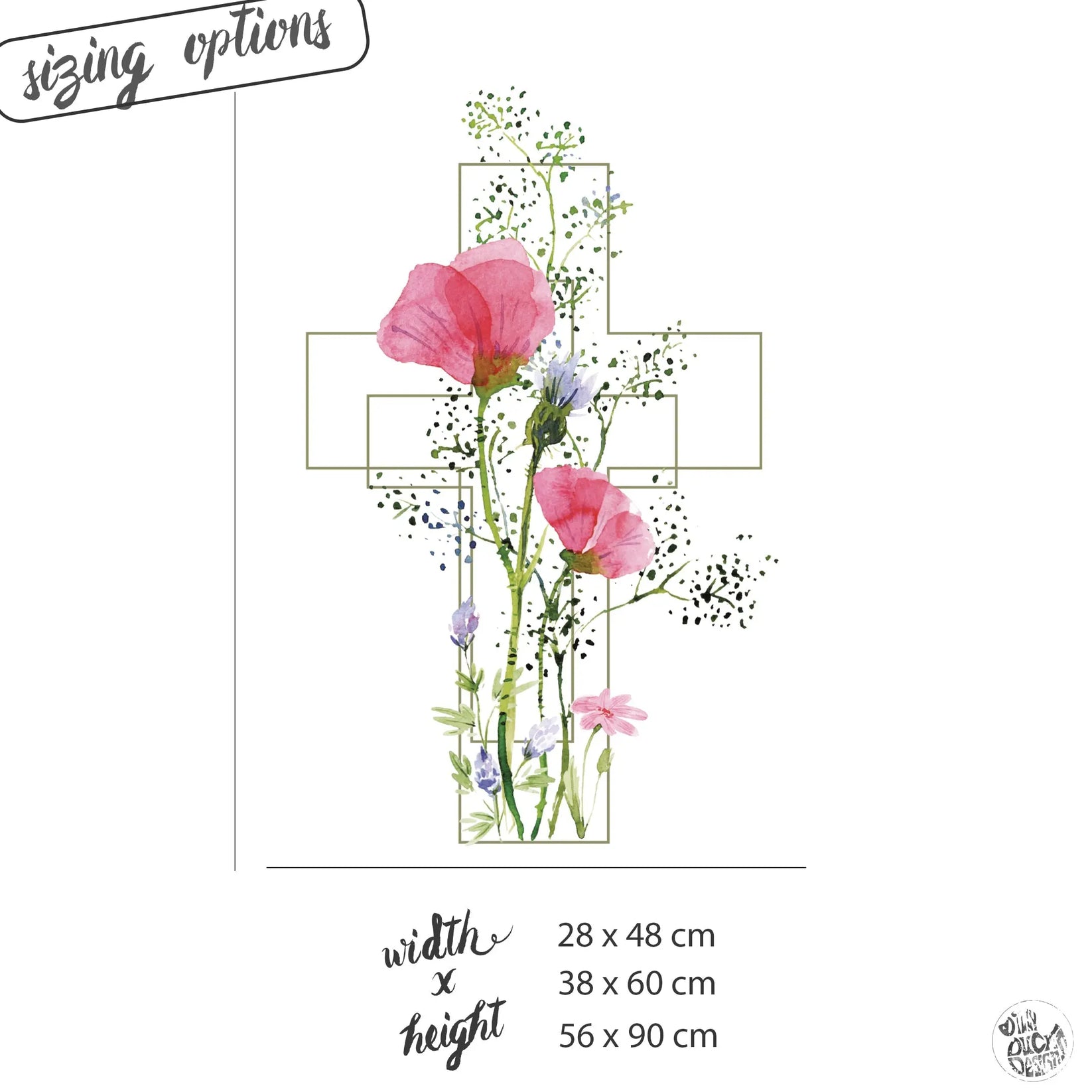 Meadow Flowers Easter Cross Window Decal – Dizzy Duck Designs
