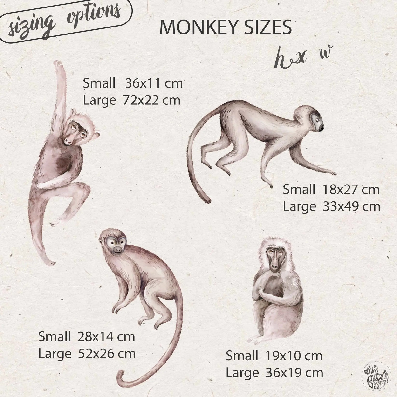 Monkey Wall Decal Set – Dizzy Duck Designs
