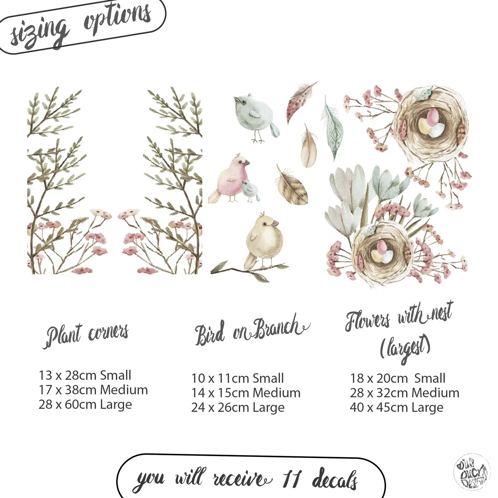 Pastel Flower Bird Spring Window Decal Set – Dizzy Duck Designs