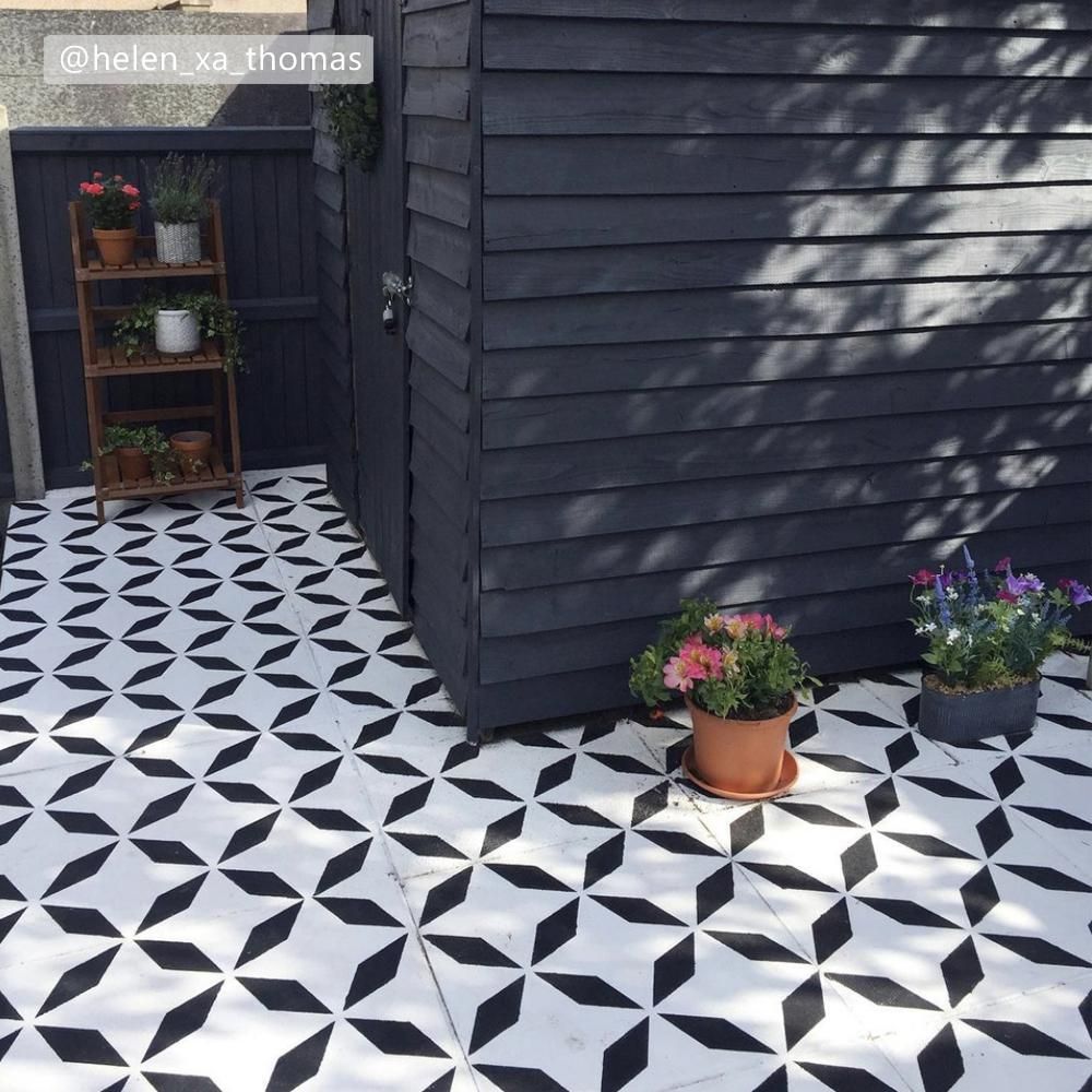 Zaros Patio Stencil - Square Slabs – Dizzy Duck Designs